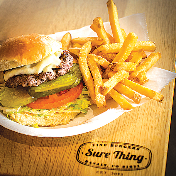 SURE THING BURGER - RANCHITO BURGER - beverage included - fries sold ...