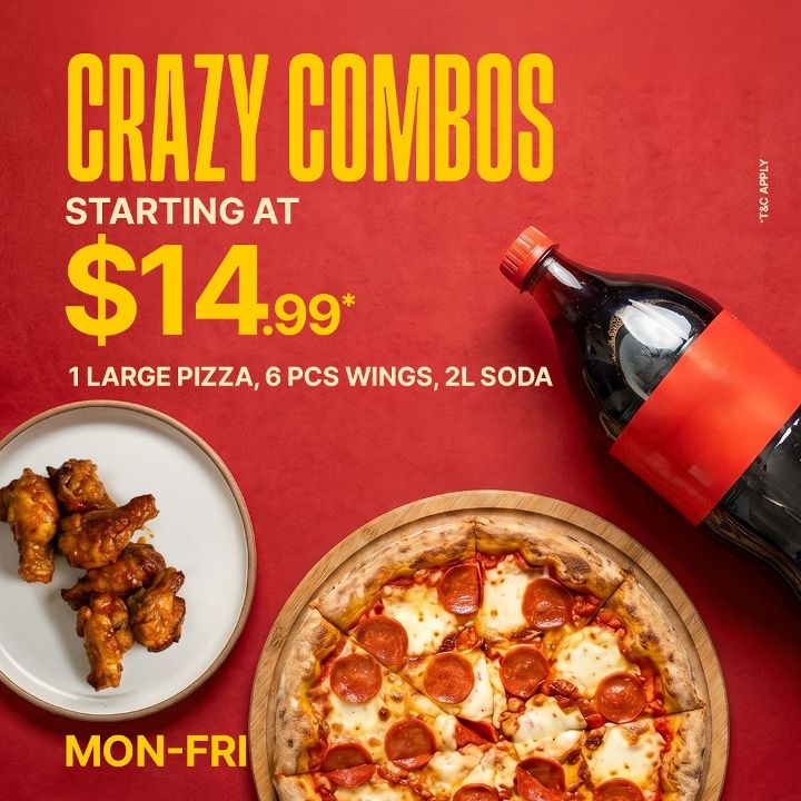 50 Chelsea Road - 1 Large Pizza + 6 Pcs Wings + 2L Soda