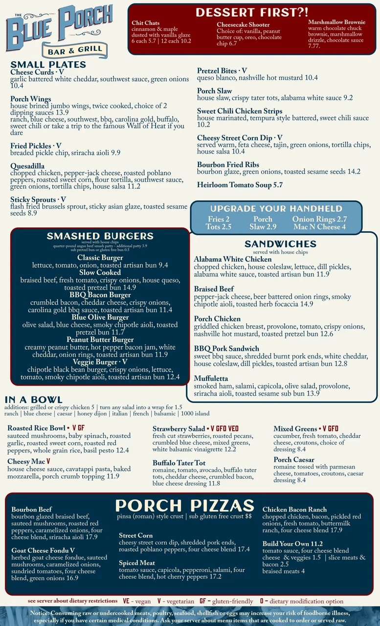 Blue Porch | Menus