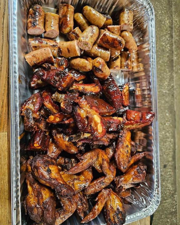 three meat platter bbq