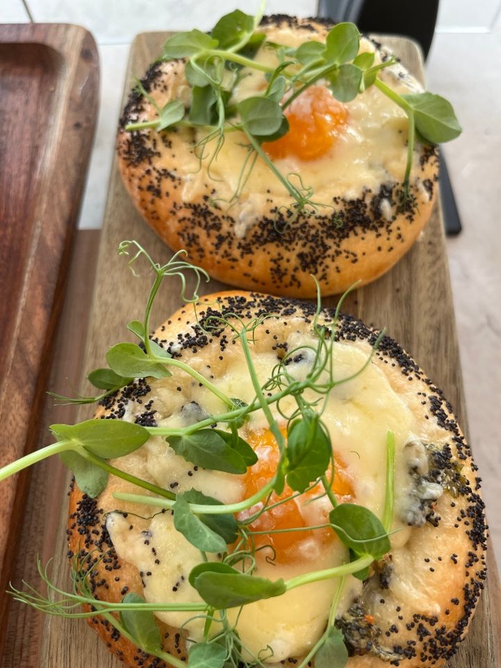 Two Bees Cafe + Patisserie - Peach and Matcha Danish with oat crumble