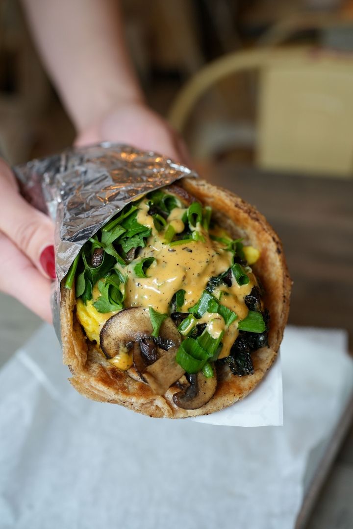 Lev Kitchen - Mushroom, Egg & Zucchini Malawach