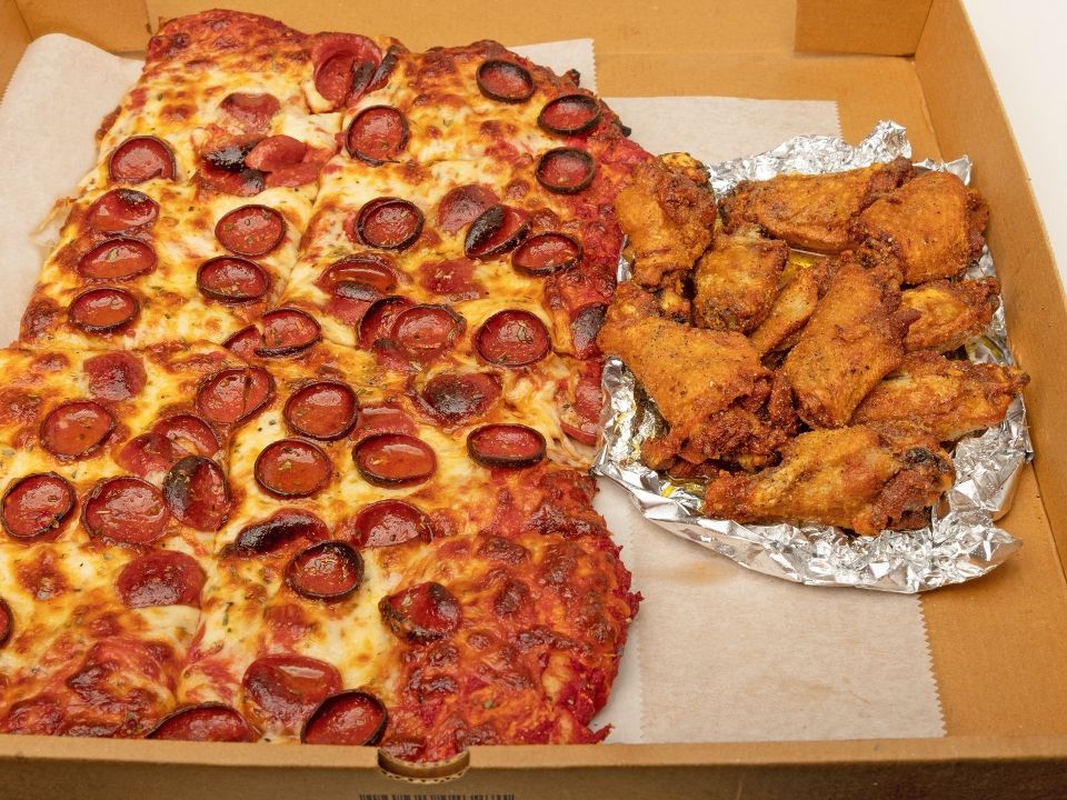 Sharpiros Pizzeria, located in Conyers, GA - Jerk Oxtail MEGA Slice