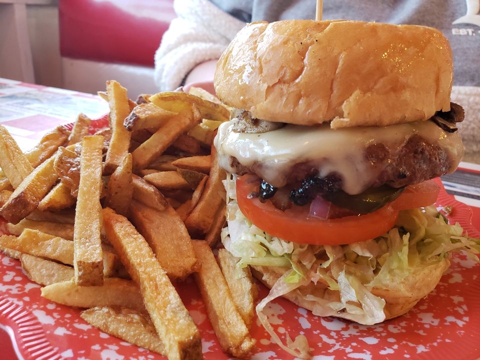 Mushroom & Swiss Burger | Mad Madeline's Grill