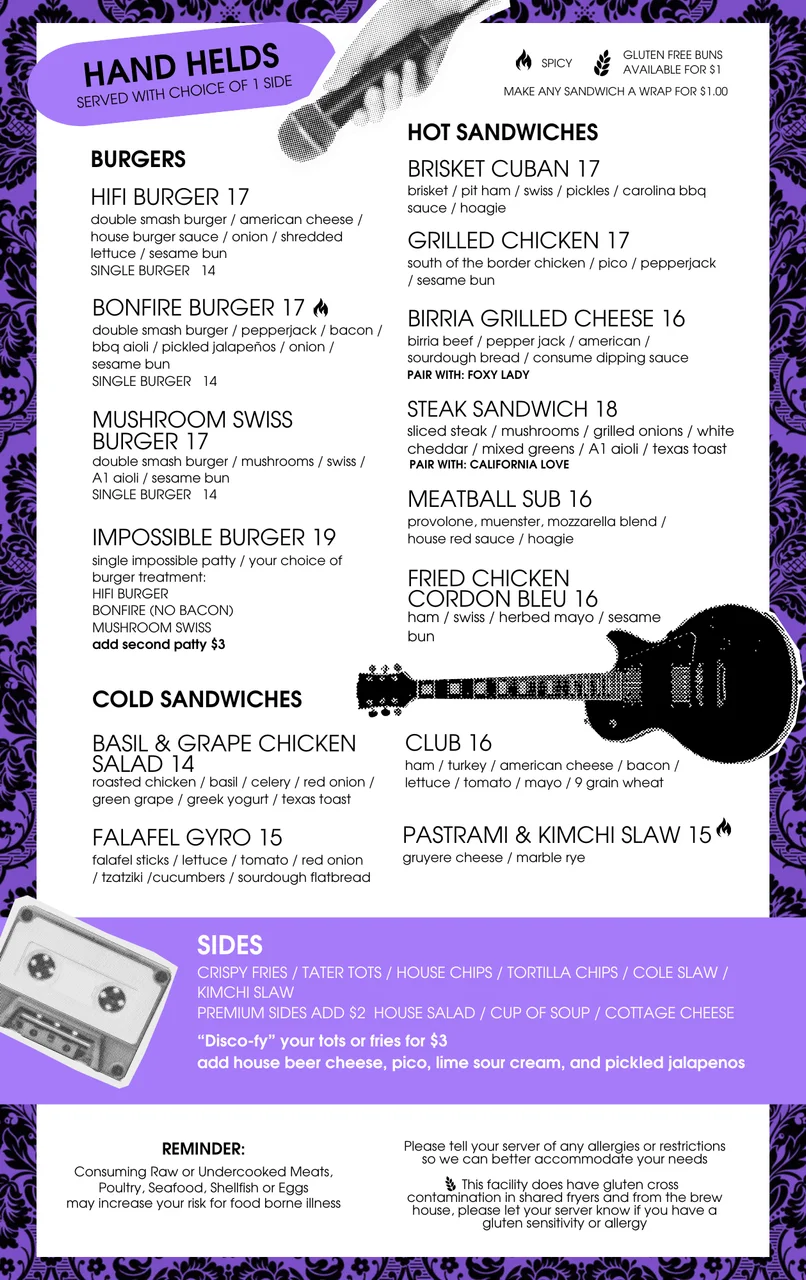 Food Menu | HiFi Brew Lounge Brewpub | Valley Junction, WDM