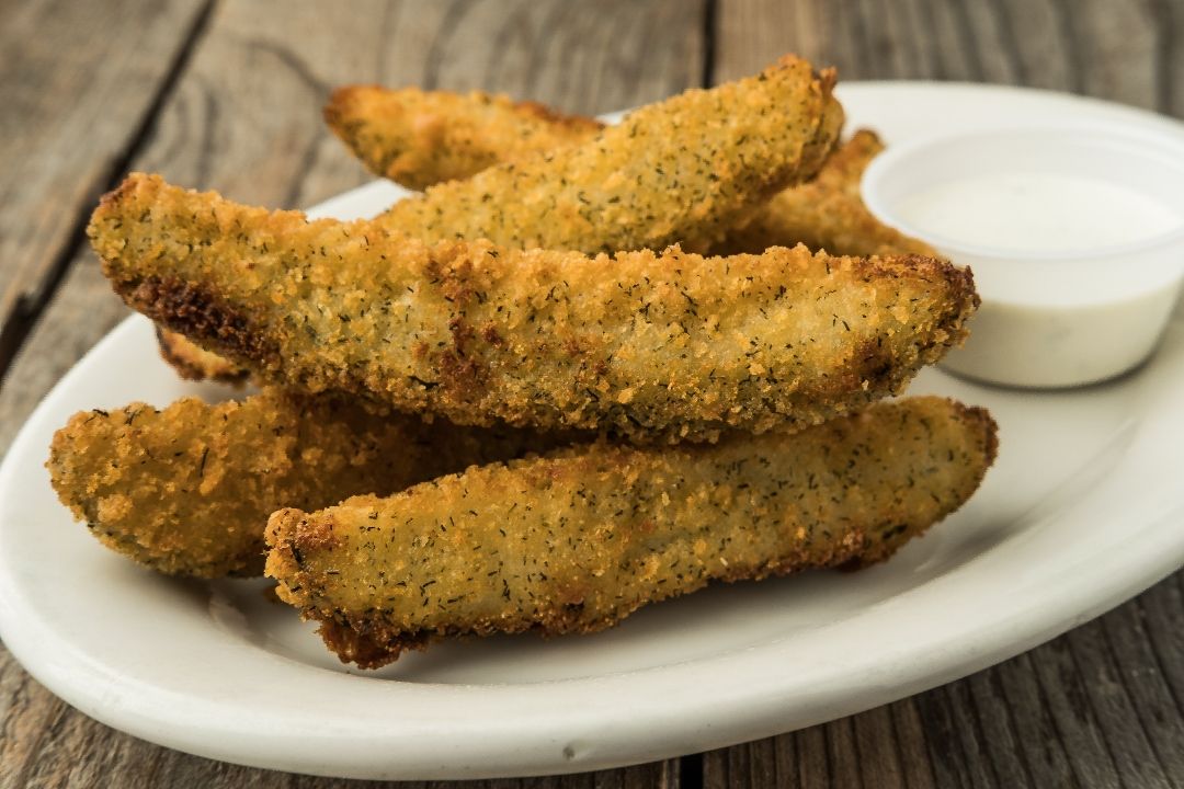 Fried Pickles Spears | The Purple Cow
