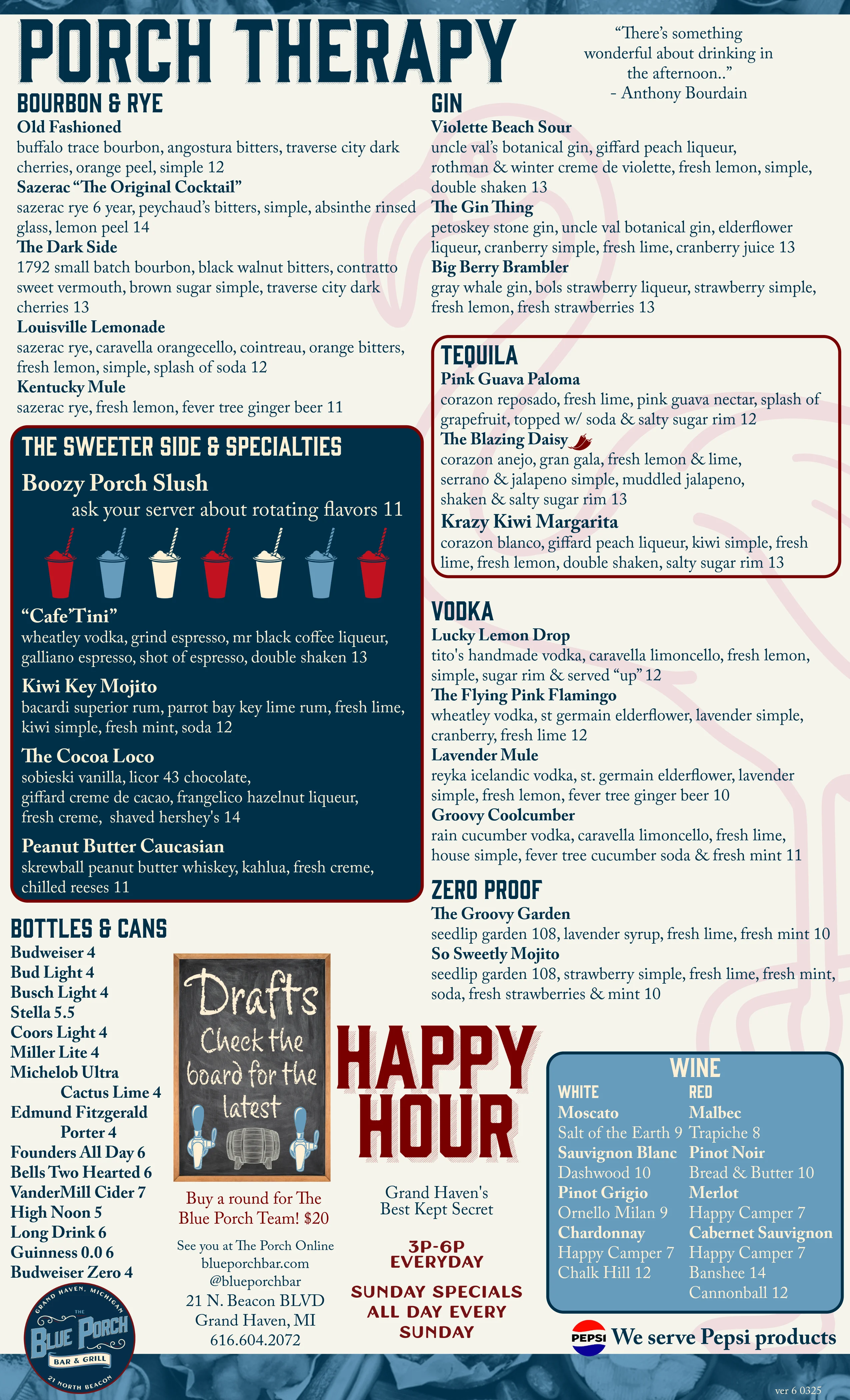 Blue Porch | Menus