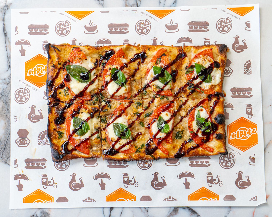 Fresh Tomato & Basil Pizza Flat | Ah-Beetz New Haven Pizza