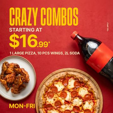 50 Chelsea Road - 1 Large Pizza + 6 Pcs Wings + 2L Soda