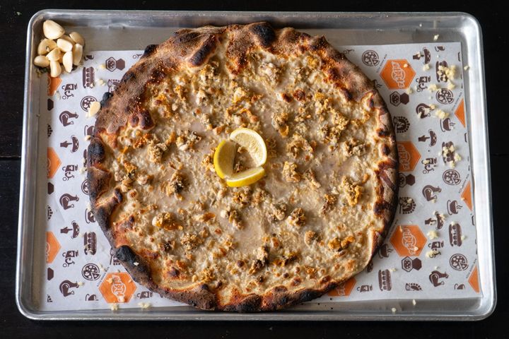 Large White Clam Pizza | Ah-Beetz New Haven Pizza