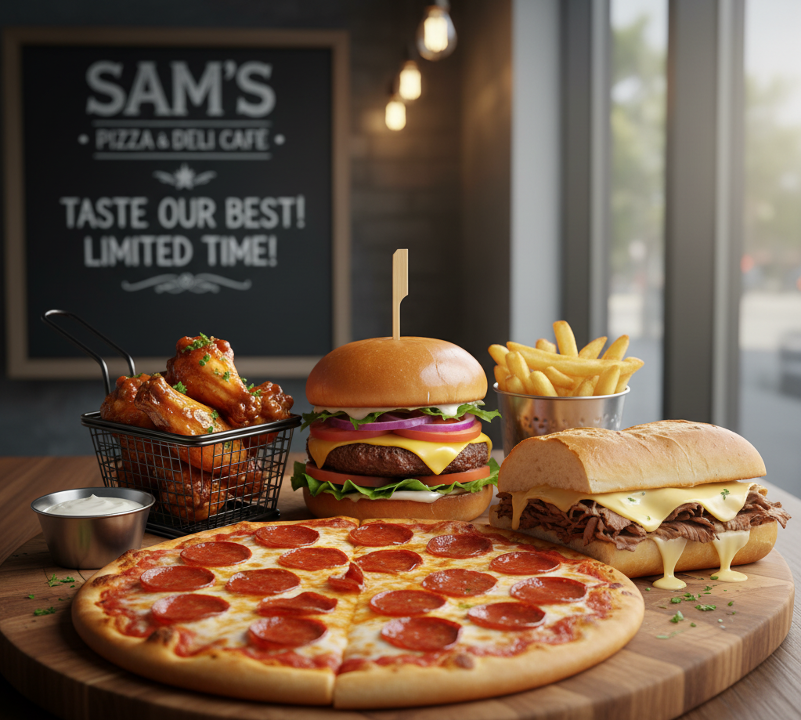 Sam's Pizza & Deli Café - Any Sandwich with Fries